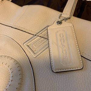 Coach | Bags | Coach Ivory Leather Tote Bag | Poshmark